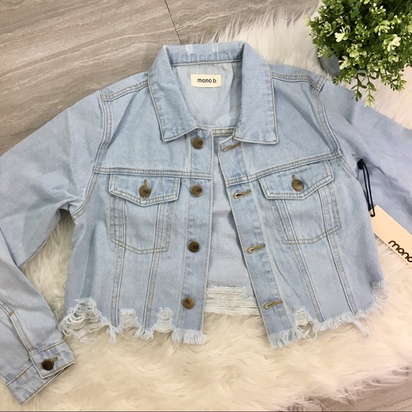 Mono B | Jackets & Coats | Raw Edge Crop Denim Jacket Light Wash | Poshmark